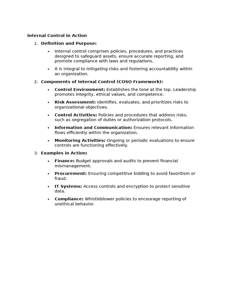 Internal Control in Action | PDF