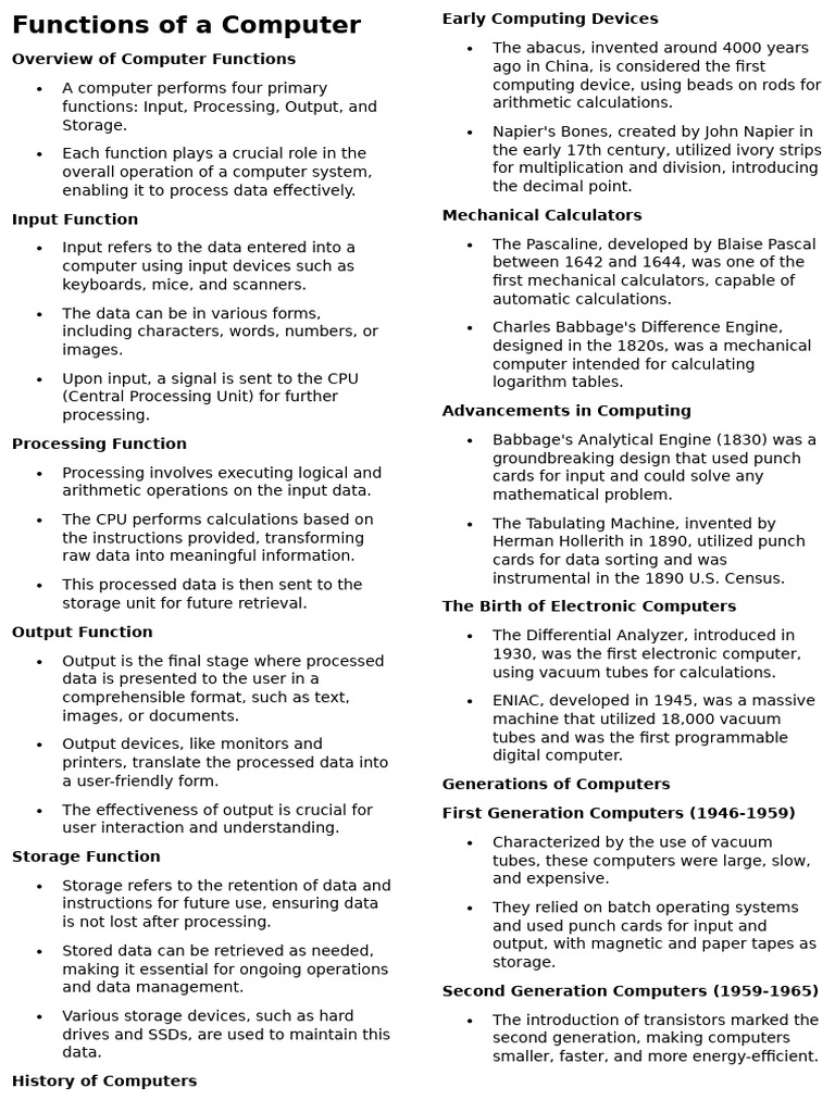 Key Functions of Computers Explained | PDF | Operating System ...