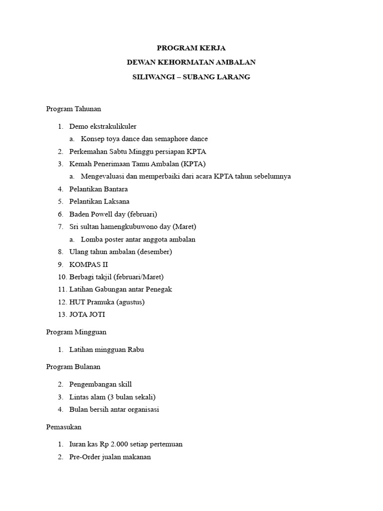 Program Kerja Ambalan 2025-2026 | PDF