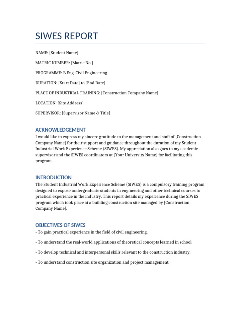 SIWES Report Civil Engineering | PDF | Concrete