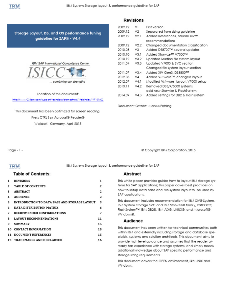 IBM Storage and DB Layout Recommendation For SAP V4.4 | PDF | Ibm Db2 ...