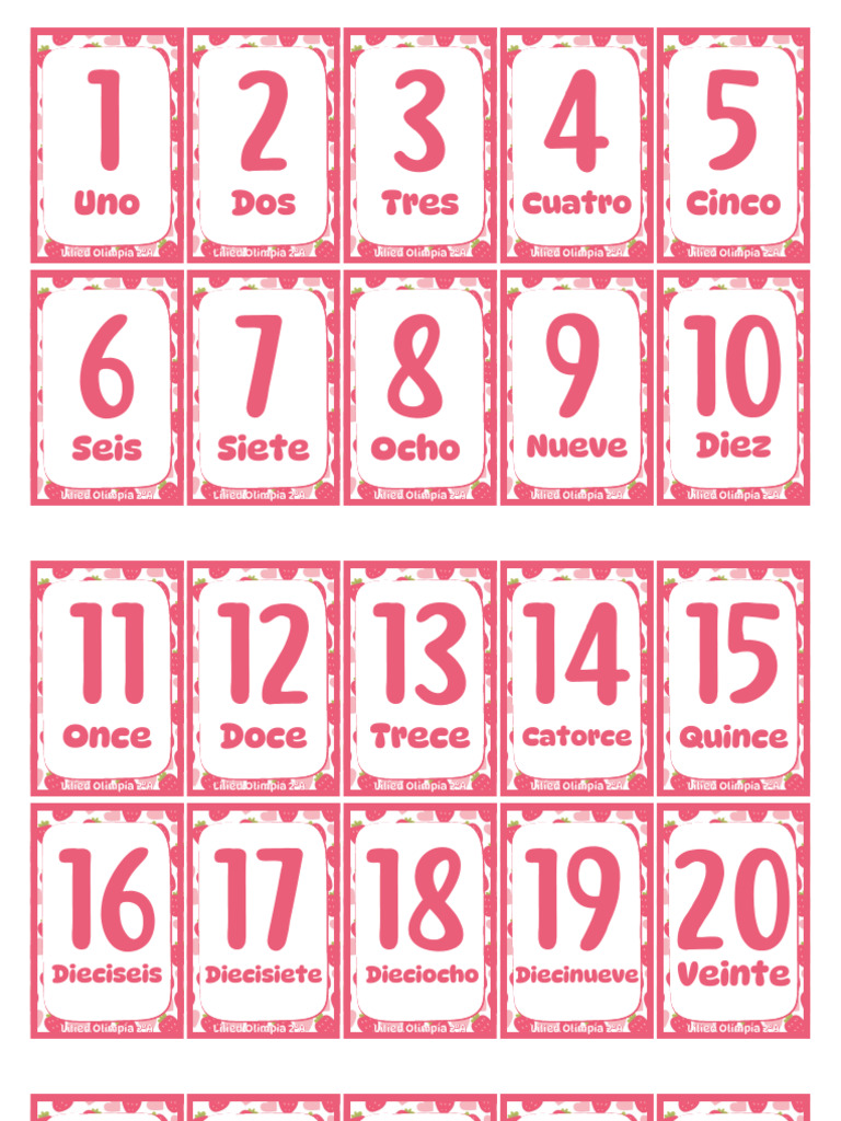 Números del 1 al 30 en Español | PDF