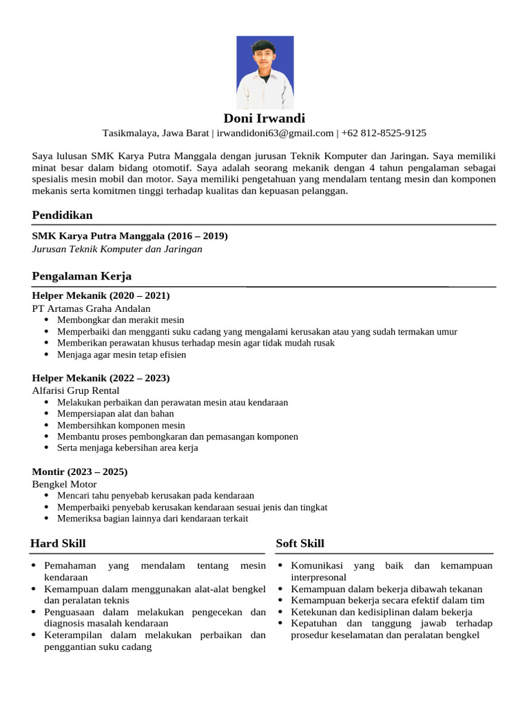 Cv Doni Irwandi | PDF
