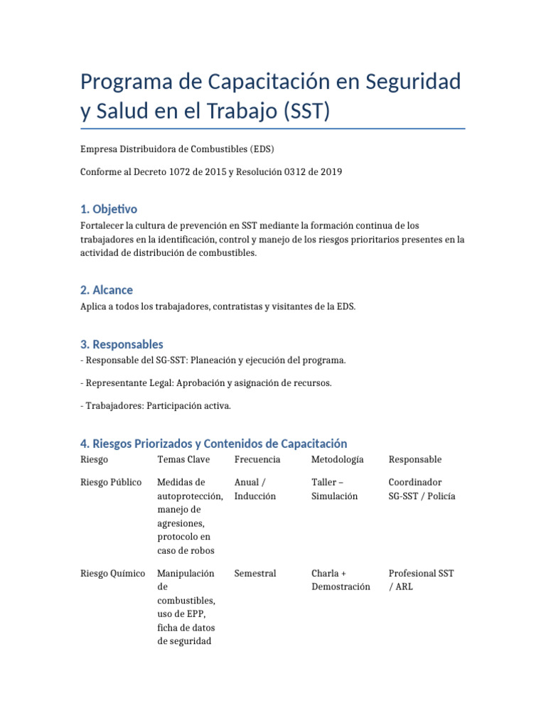 Programa_Capacitacion_SST_EDS_Marcos | PDF