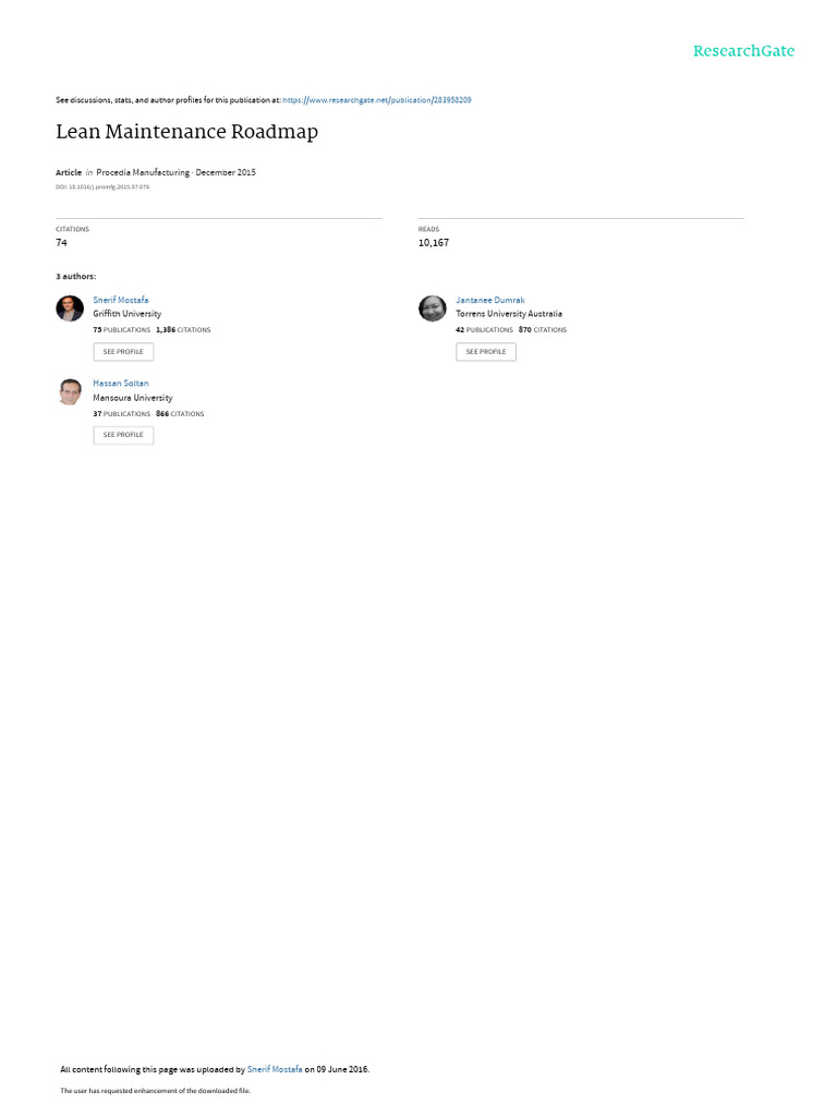 Lean Maintenance Roadmap | PDF | Lean Manufacturing | Business