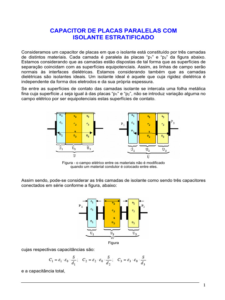 Capacitor de Placas Paralelas Com Isolante Estratificado | PDF | Capacitor | Dielétrico