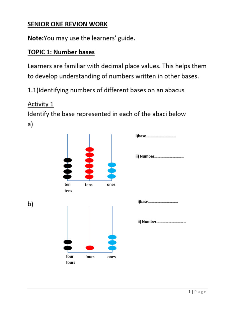 S.1 Mathematics Work - NGS | PDF | Integer | Numbers