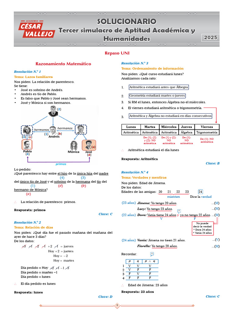3 Sol Aahh Repaso Uni 2025 | PDF | Proposición | Aritmética