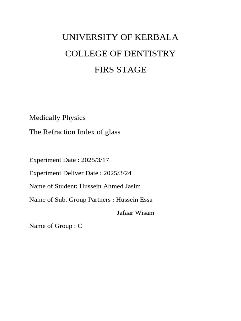 Measuring Glass's Refractive Index | PDF | Refraction | Reflection ...