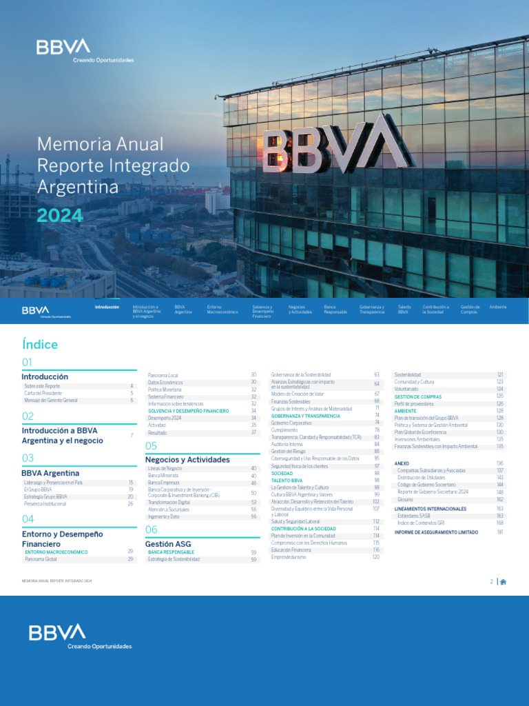 Memoria Anual Reporte Integrado BBVA Argentina 2024 | PDF | Bancos | Sustentabilidad