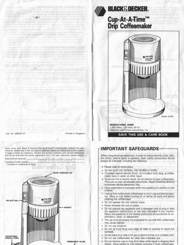 DCM5 Coffee Maker Use & Care Manual | PDF | Coffee | Drink