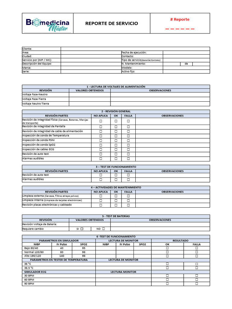 Formato - Reporte de Servicio | PDF