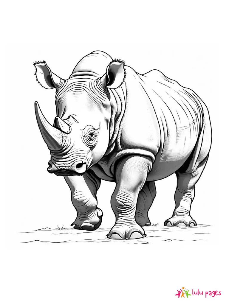 LuluPages Rhinoceros Printable Coloring Page | PDF