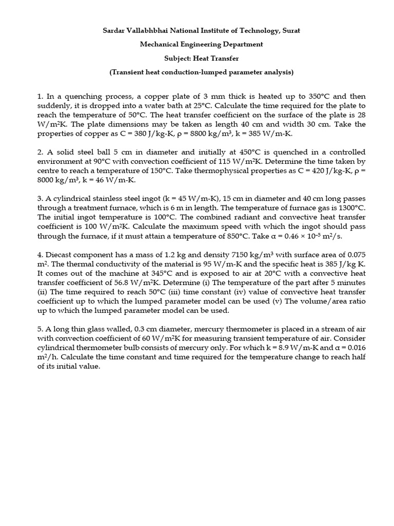 5.Transient HT (Lumped Parameter) | PDF