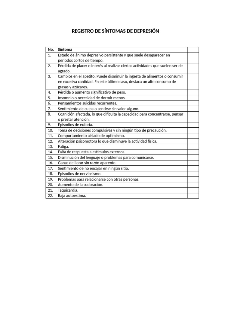 Clase 3. Registro de Síntomas de Depresión | PDF