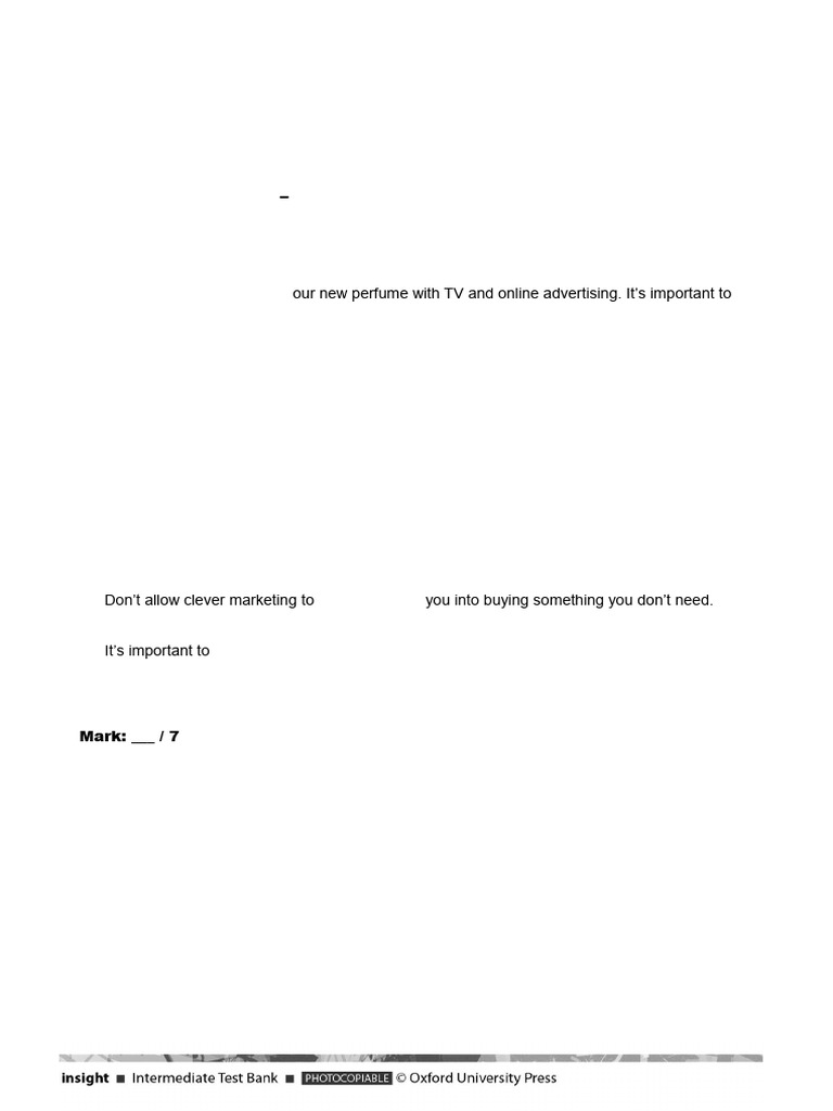 Vocabulary and Grammar Test Unit 6 | PDF | Fashion | Advertising