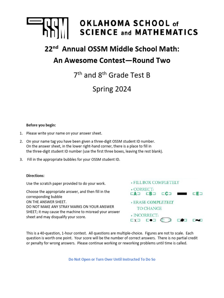 Round Two 7th 8th Grade B 2024 | PDF | Euclidean Geometry | Mathematics