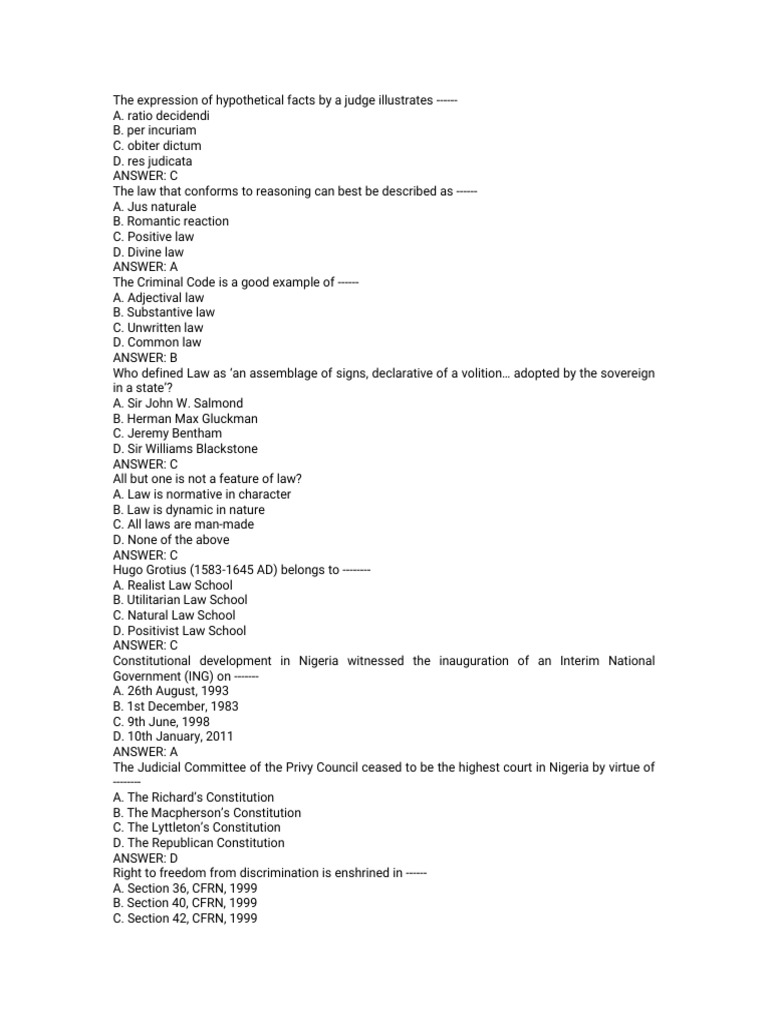 AAU GST102 Law Exam Questions | PDF