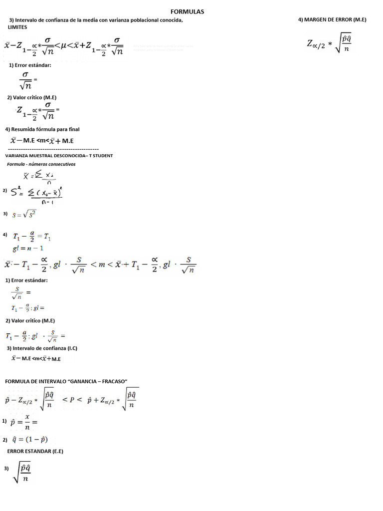 Formula Estadistica 2 | PDF