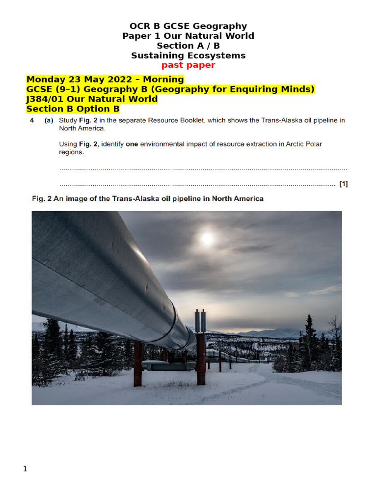 11D OCR B GCSE Paper 1 Sustaining Ecosystems Past Paper 05.05.24 | PDF