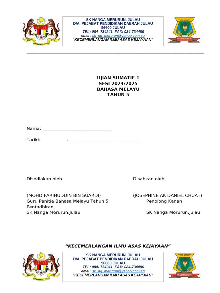 MUKA DEPAN UJIAN&EXAM | PDF
