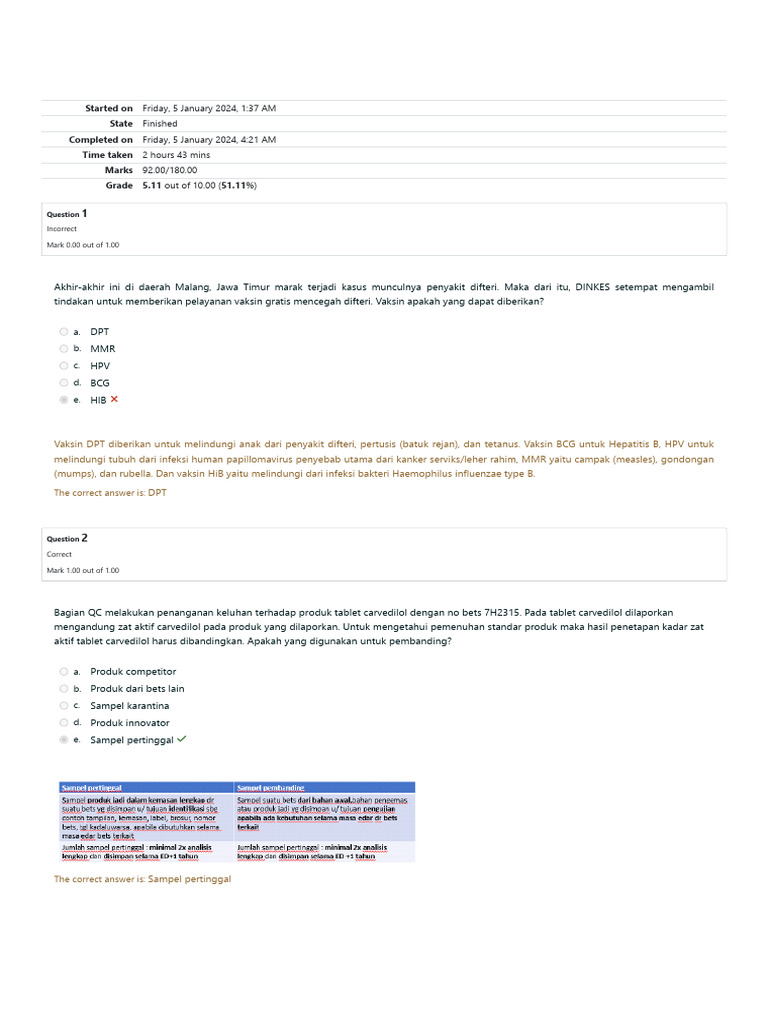 FREE TRY OUT 1 - Attempt Review - Moodle Description | PDF