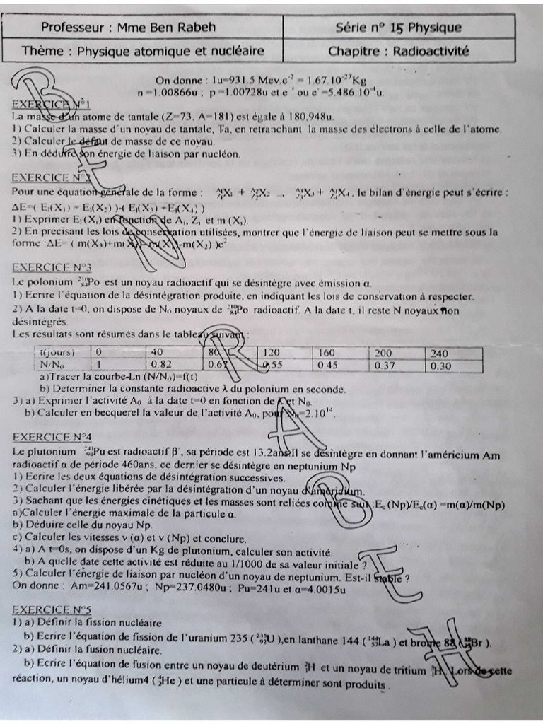 Physique - 15 - Radioactivité + Révision | PDF