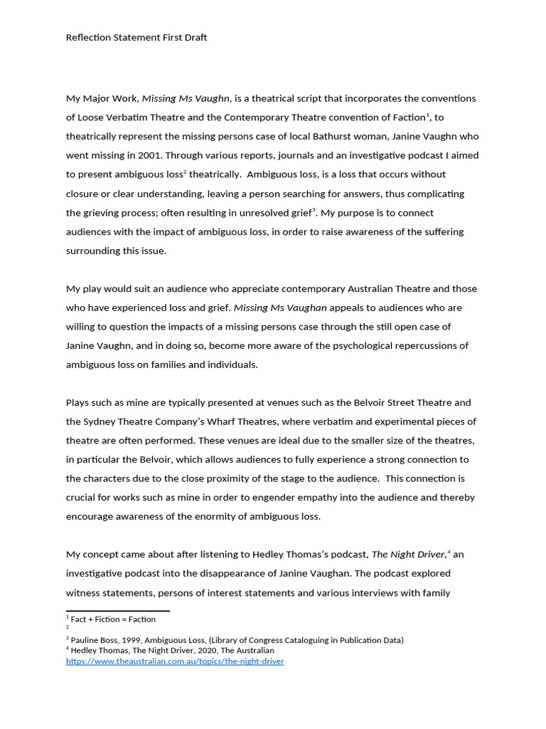 Reflection Statment Draft 2 | PDF | Grief