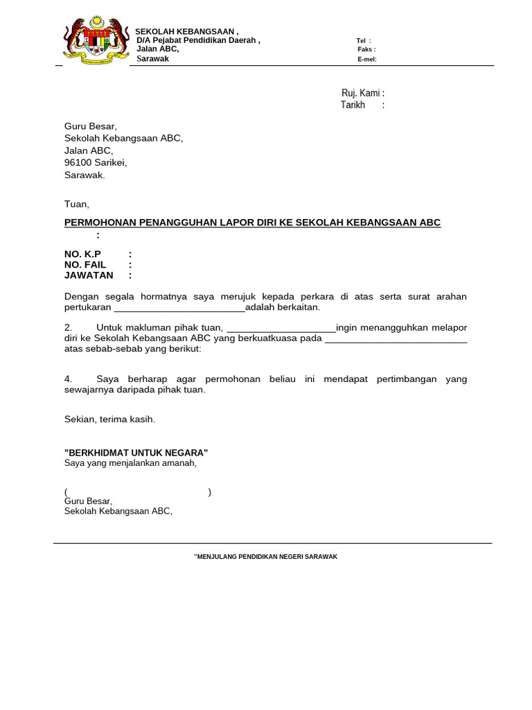 Surat Penangguhan lapor diri | PDF