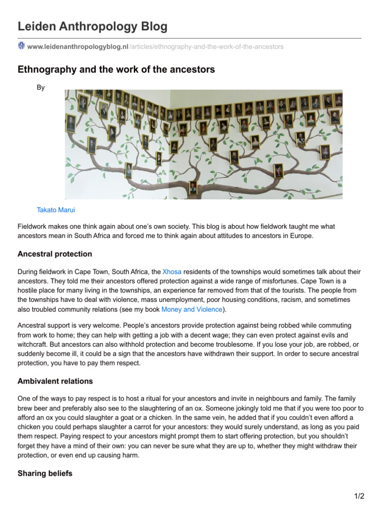 Ethnography and the Work of the Ancestors ...