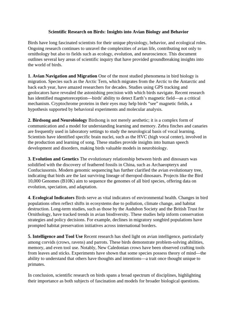 Insights into Avian Biology Research | PDF | Birds | Evolution