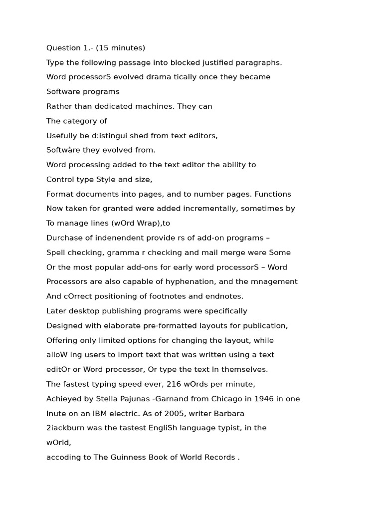 Janefer Typewriting Course Work | PDF