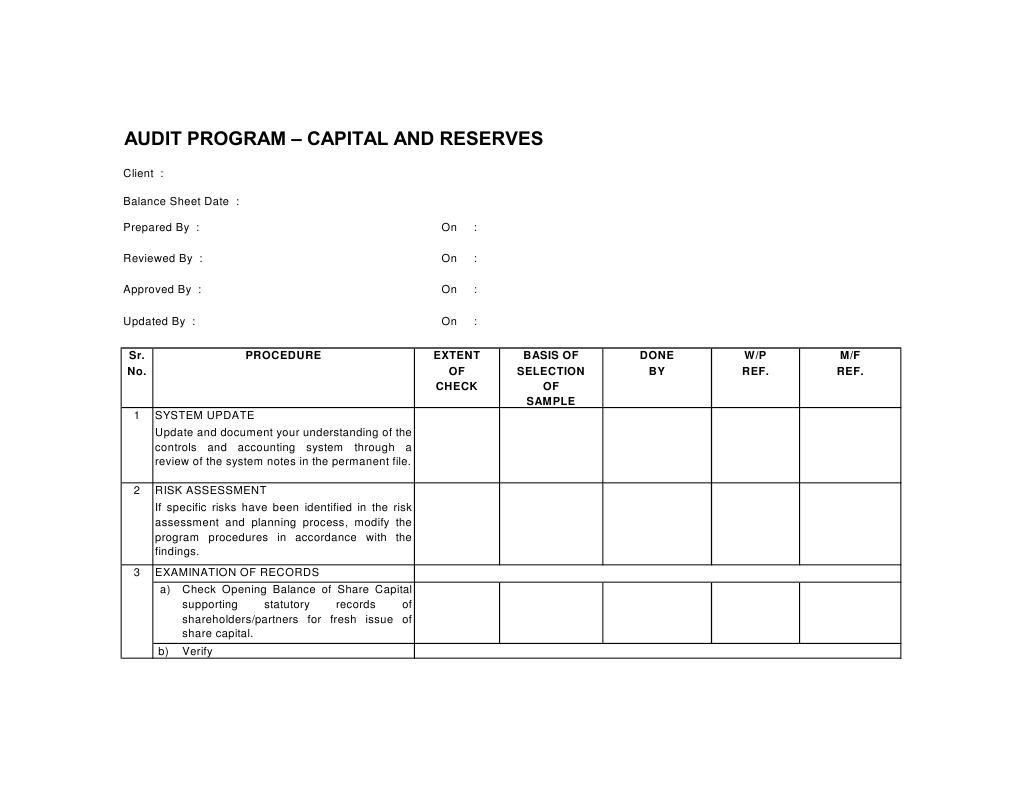 50 Audit Manual for Small Entities Balance Sheet | Inventory | Debits ...