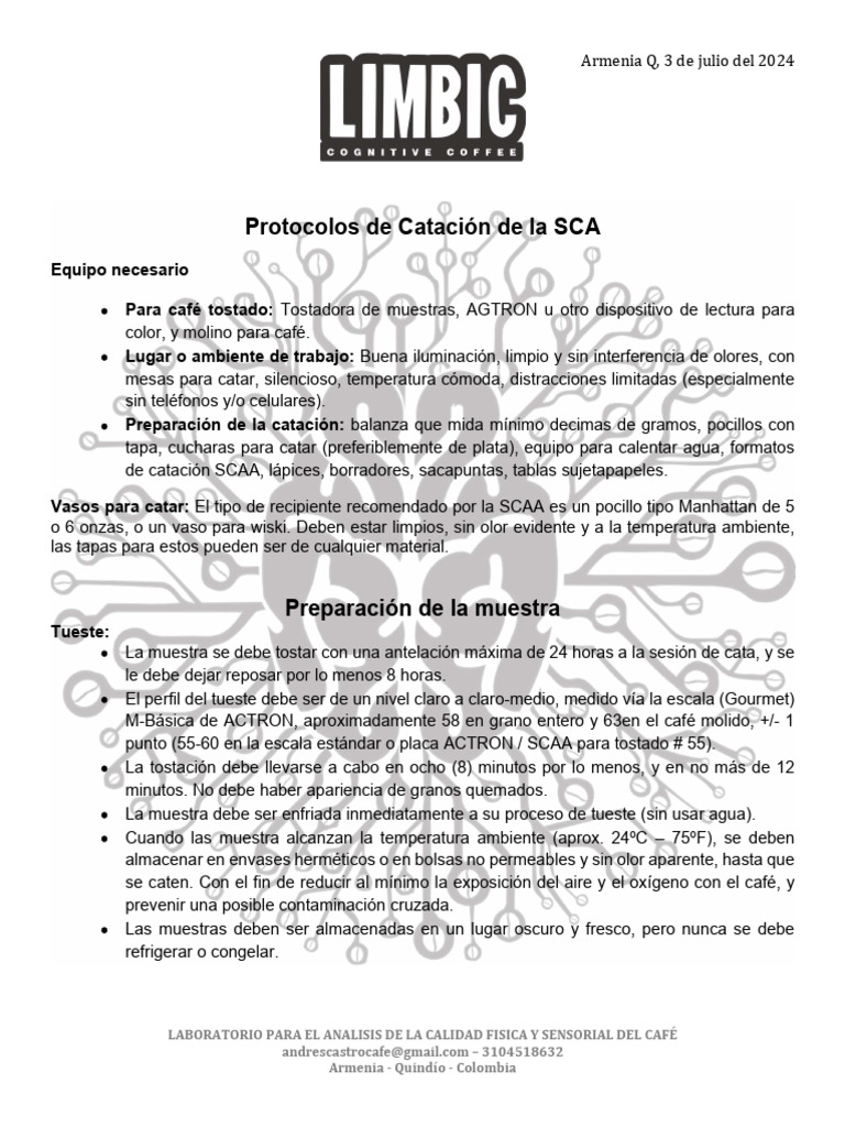 Protocolo de Catación SCA | PDF | café | Gusto