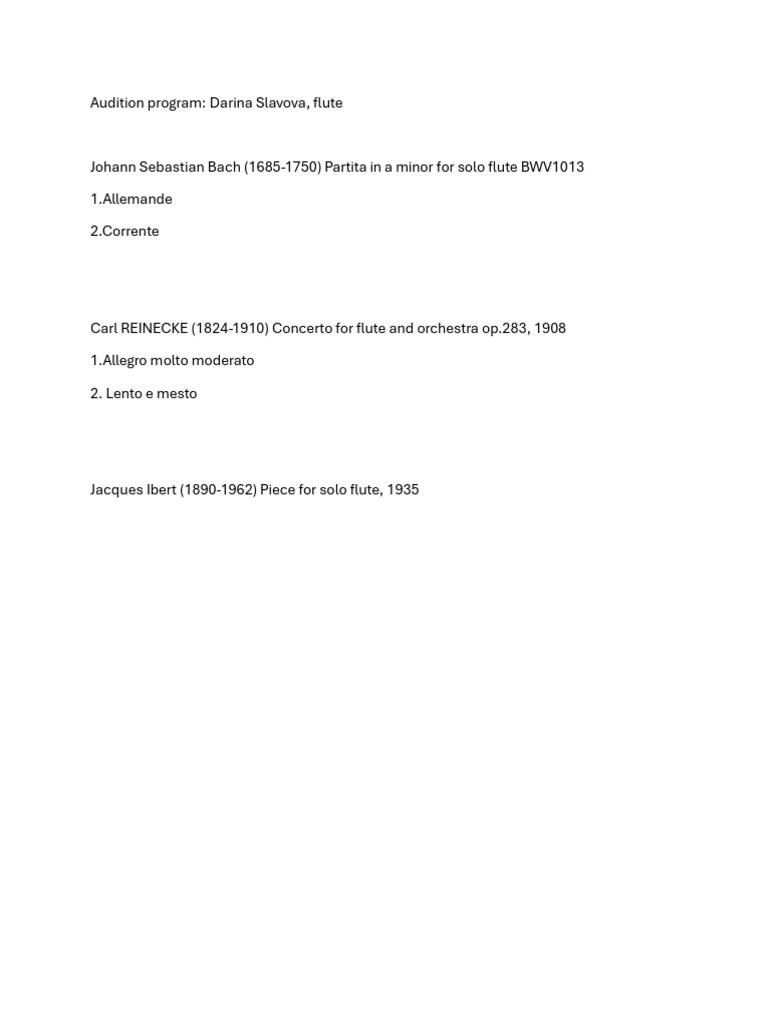 Audition Program | PDF