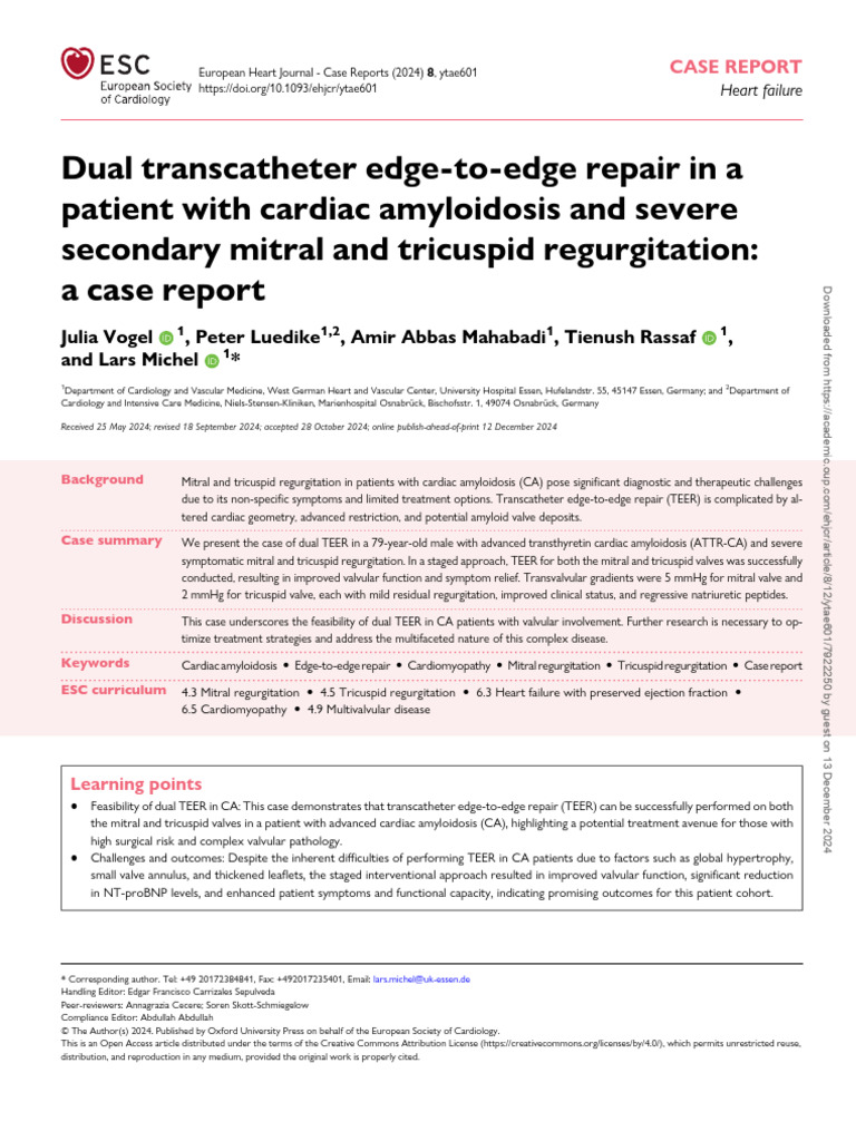 Dual TEER for Cardiac Amyloidosis Case | PDF | Heart | Cardiology
