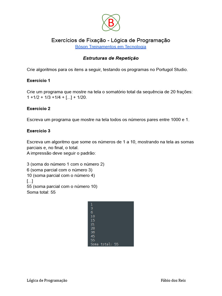 Exercícios - Estruturas de Repetição | PDF | Números | Algoritmos