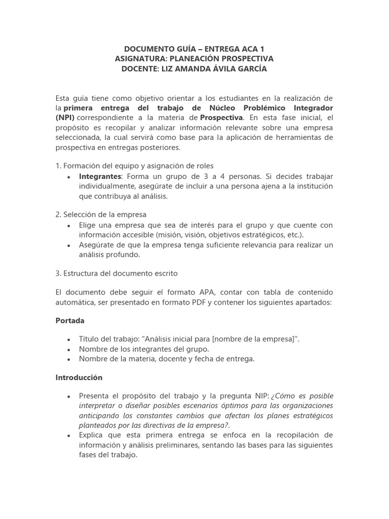 Documento Guía - Aca 1 | PDF | Business | Análisis FODA