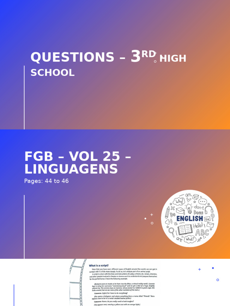 Questions - 3rd High School | PDF