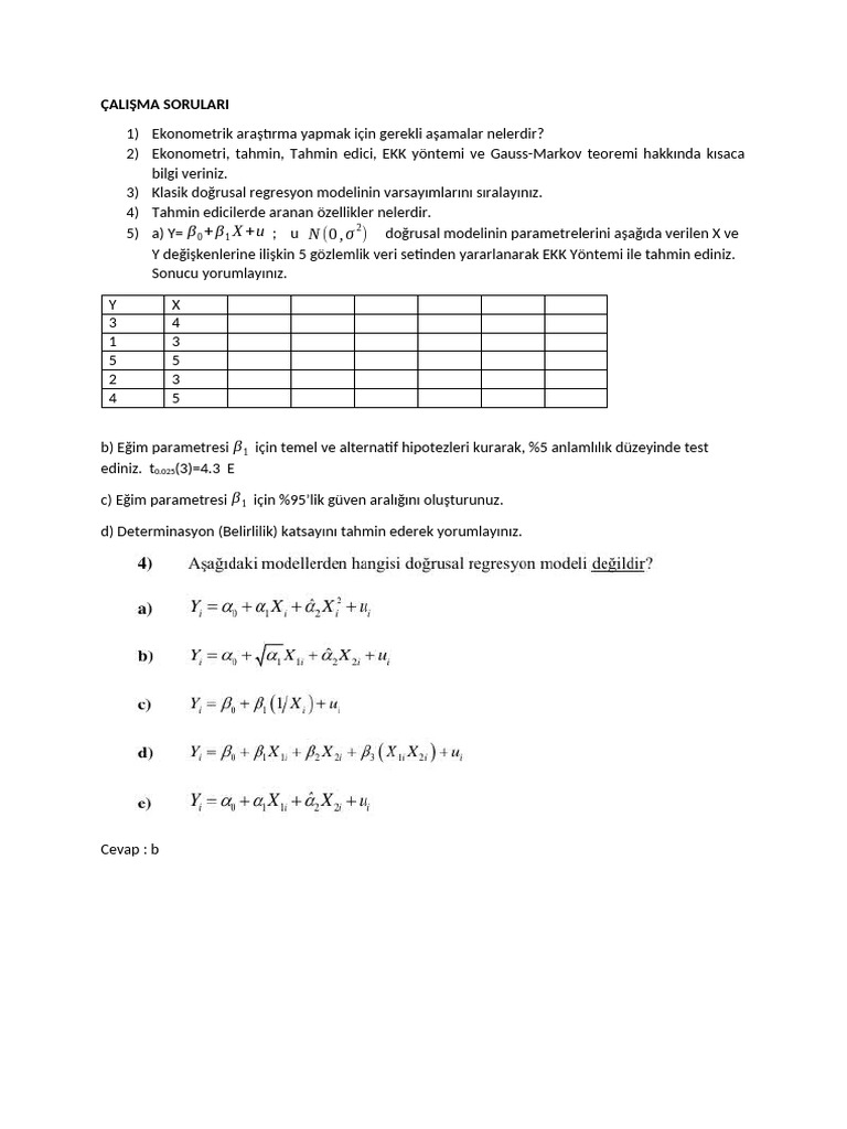 73769851 Ekometri 1 Calisma Sorulari | PDF