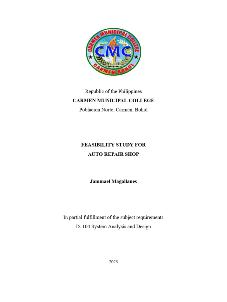 Auto Repair Shop Feasibility Study | PDF | Auto Mechanic | Car