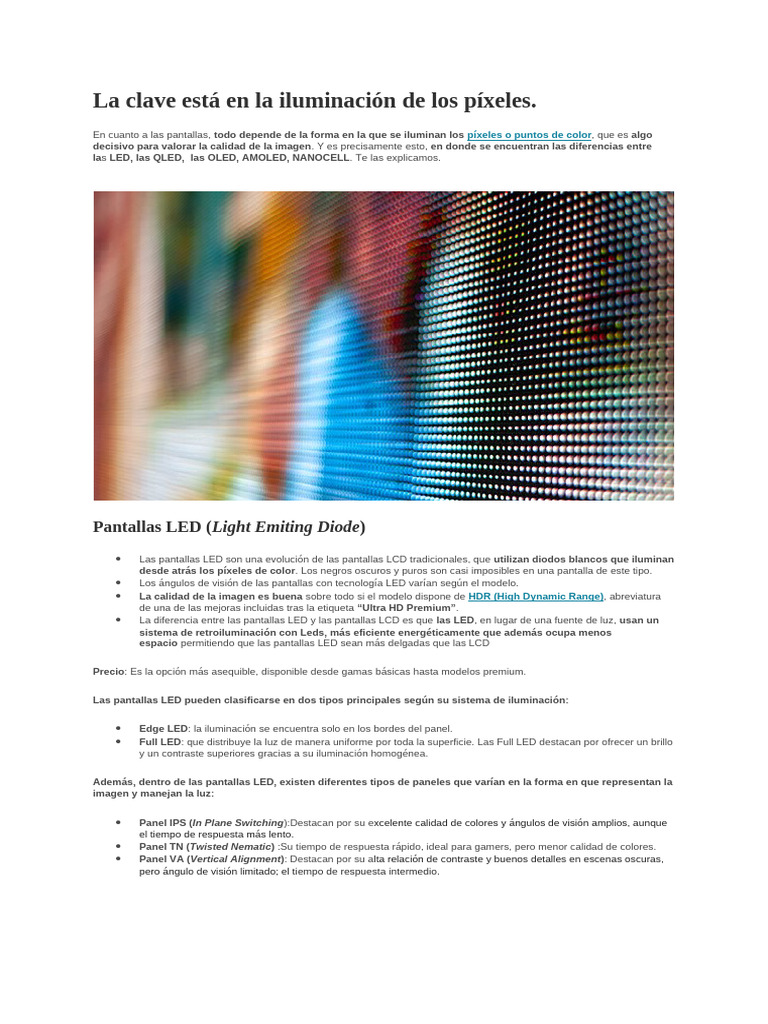 02.IFS - La Clave Esta en La Iluminacion de Los Pixeles. | PDF | Pantalla de cristal líquido ...