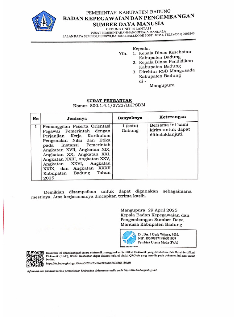 Surat Tugas Latsar Liana | PDF