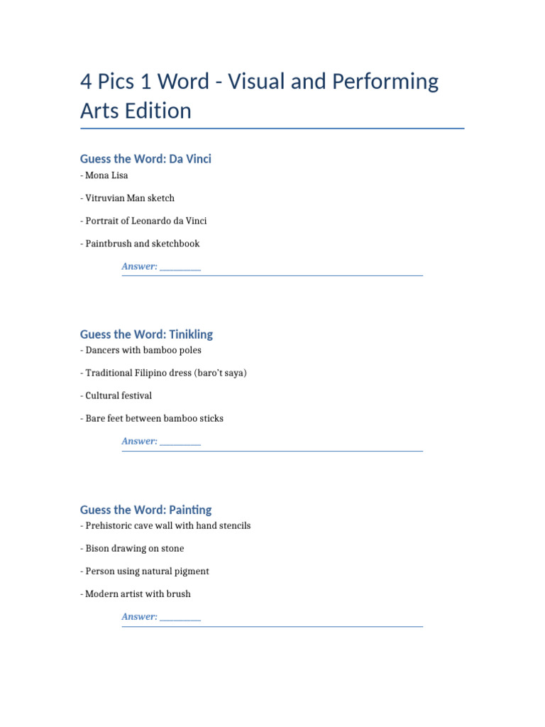 4 Pics 1 Word Template | PDF