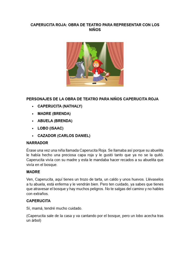 Caperucita Roja: Obra Infantil Teatral | PDF | Caperucita Roja
