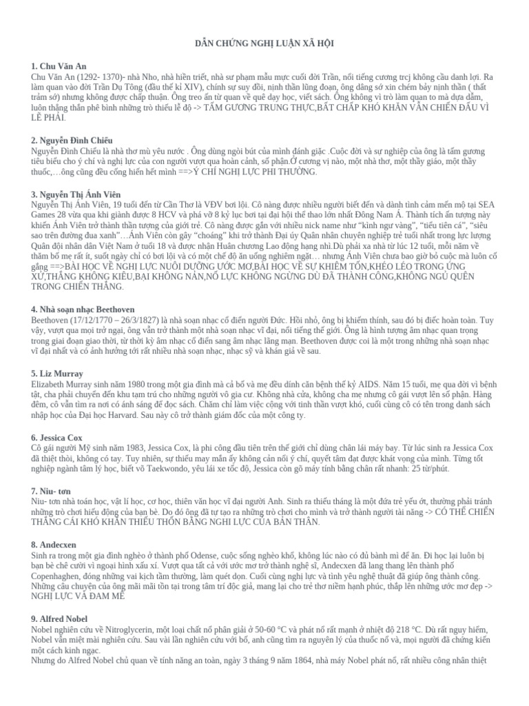 Dẫn chứng NLXH | PDF