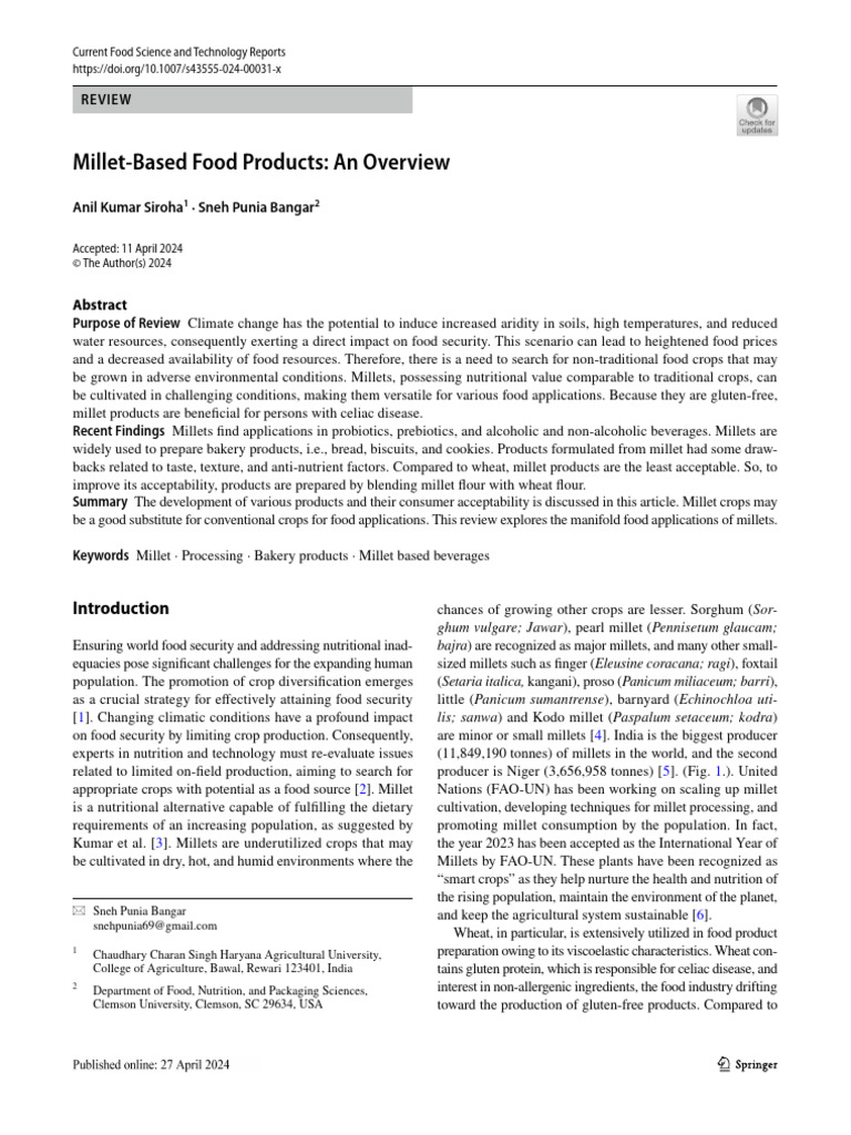 Millet-Based Food Products An Overview | PDF | Breads | Flour