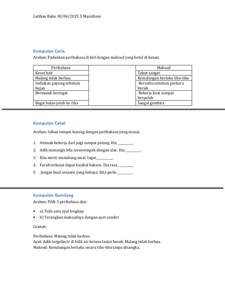 BM Latihan T5 Jumaat 2.05.2025 | PDF