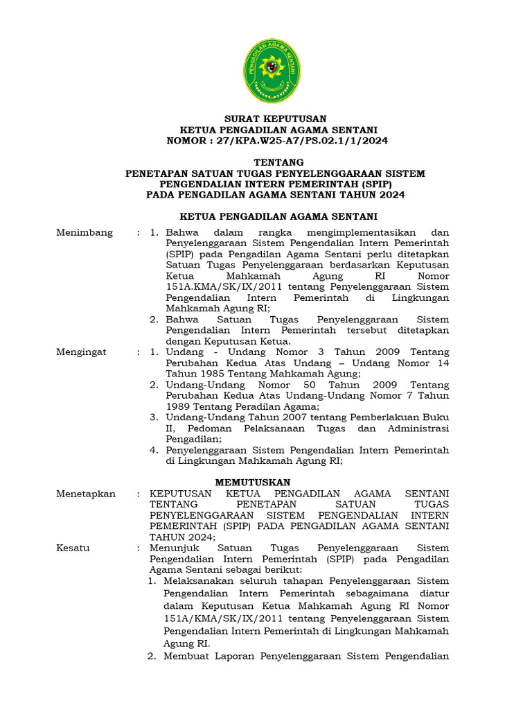 Contoh SK Spip Pa | PDF