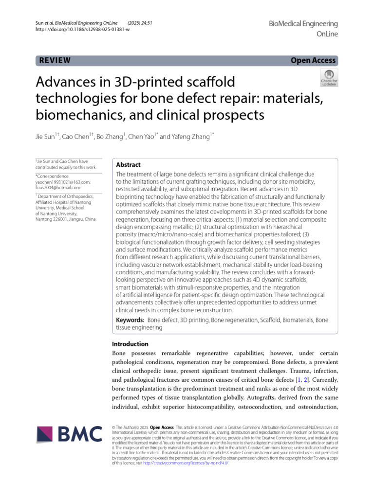 3D-Printed Scaffolds for Bone Repair | PDF | Tissue Engineering | Porosity